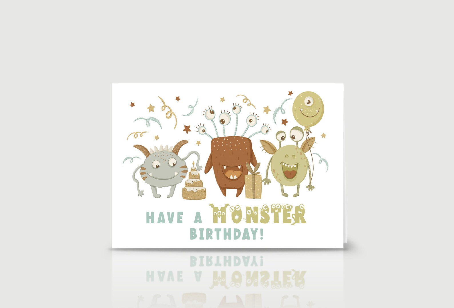 Happy Monsters, Kids Printable Birthday Card | Instant Download - Etsy