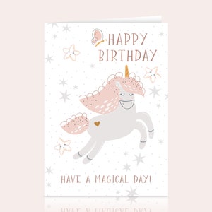 PRINTABLE Happy Birthday Card, Unicorn Birthday Card, Girls Birthday ...