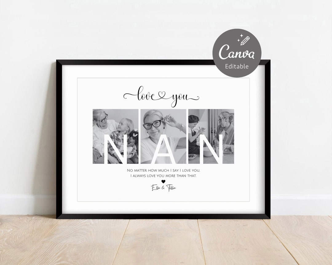 Editable Mother's Day Template, Love You Nan Canva Template, Gift for ...