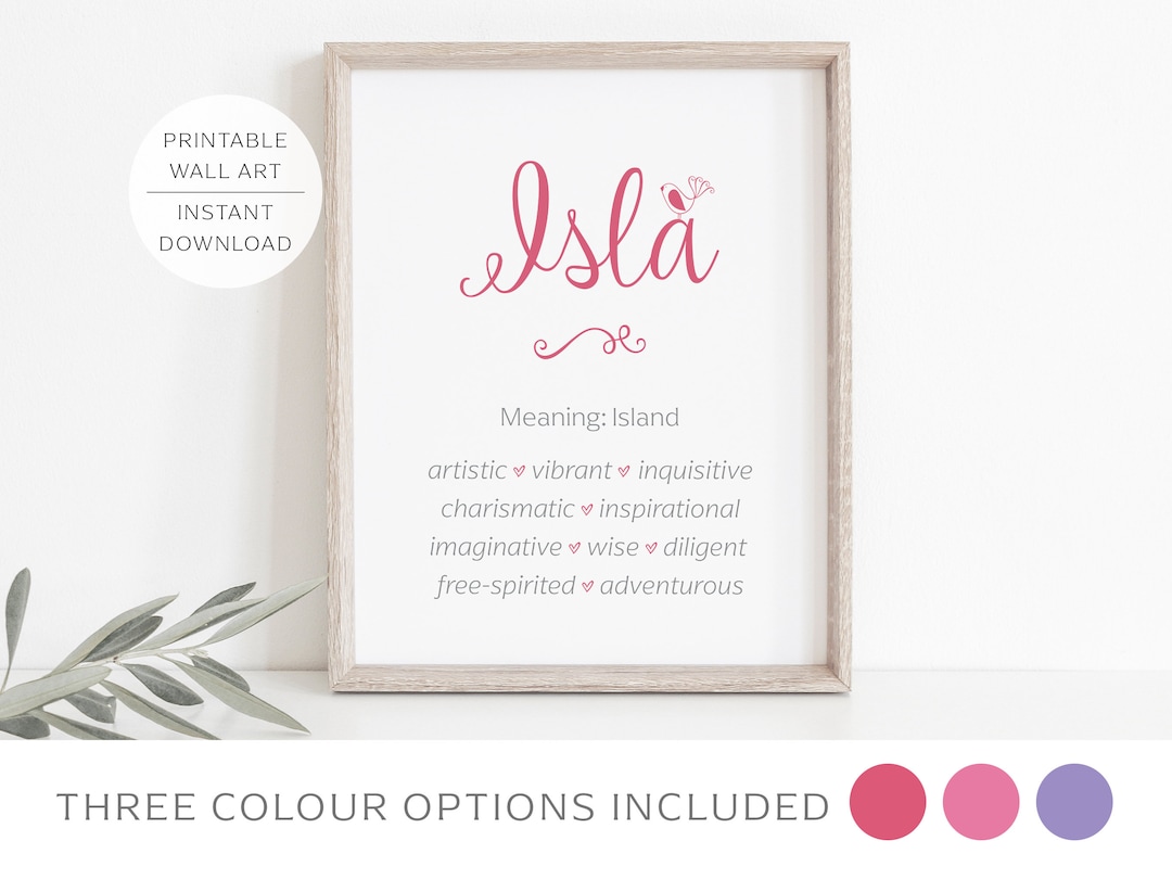 ISLA Name Meaning Printable Wall Art Character Traits - Etsy