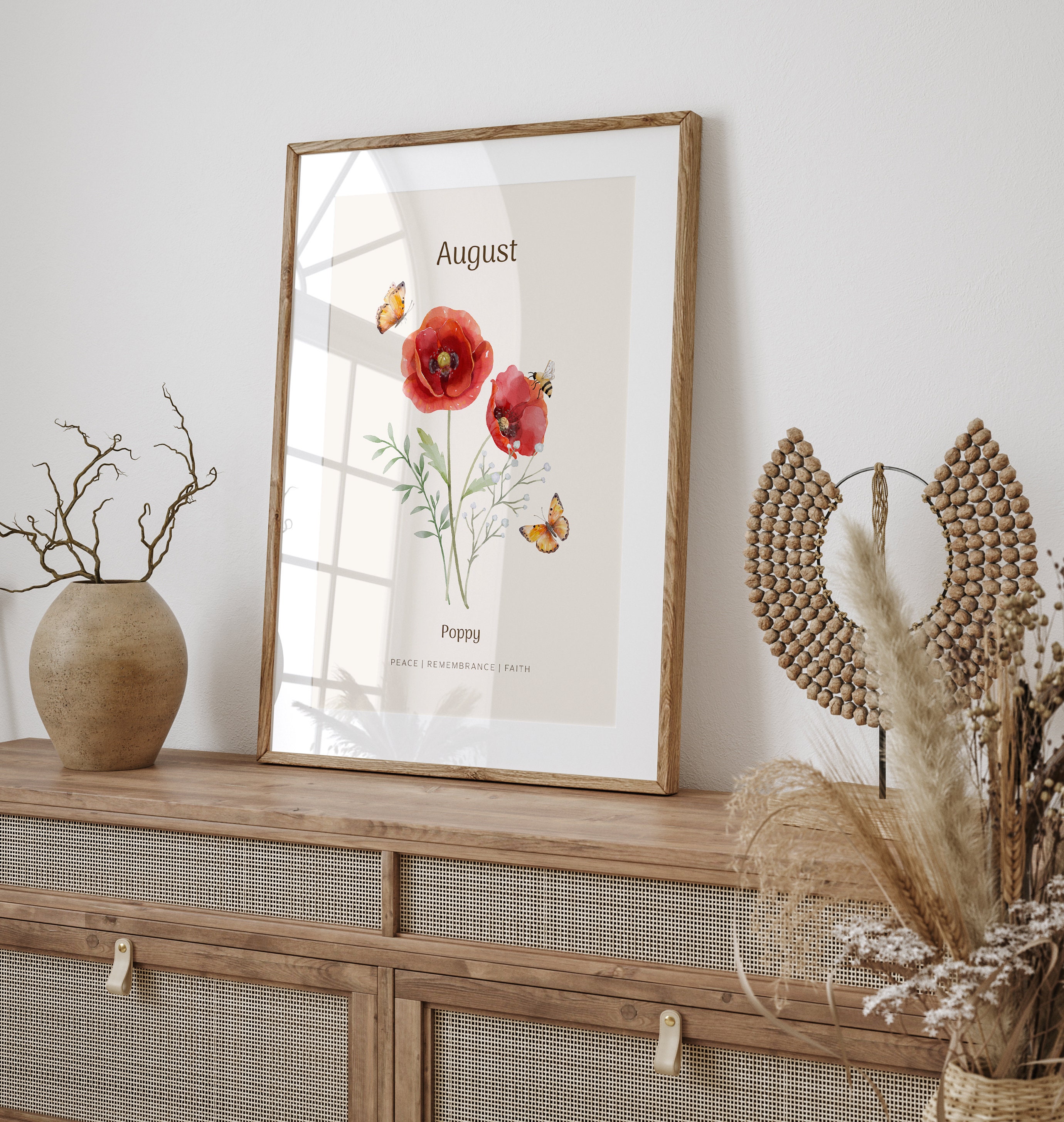 POPPY August Birth Month Flower Printable Wall Art, Water Poppy Birth ...