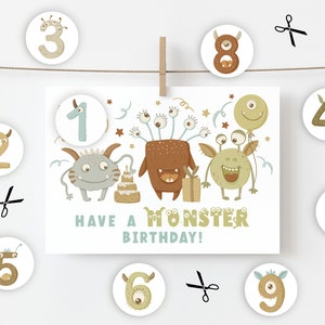 PRINTABLE Happy Birthday Card, Monster Birthday Card, Boy Birthday Card ...