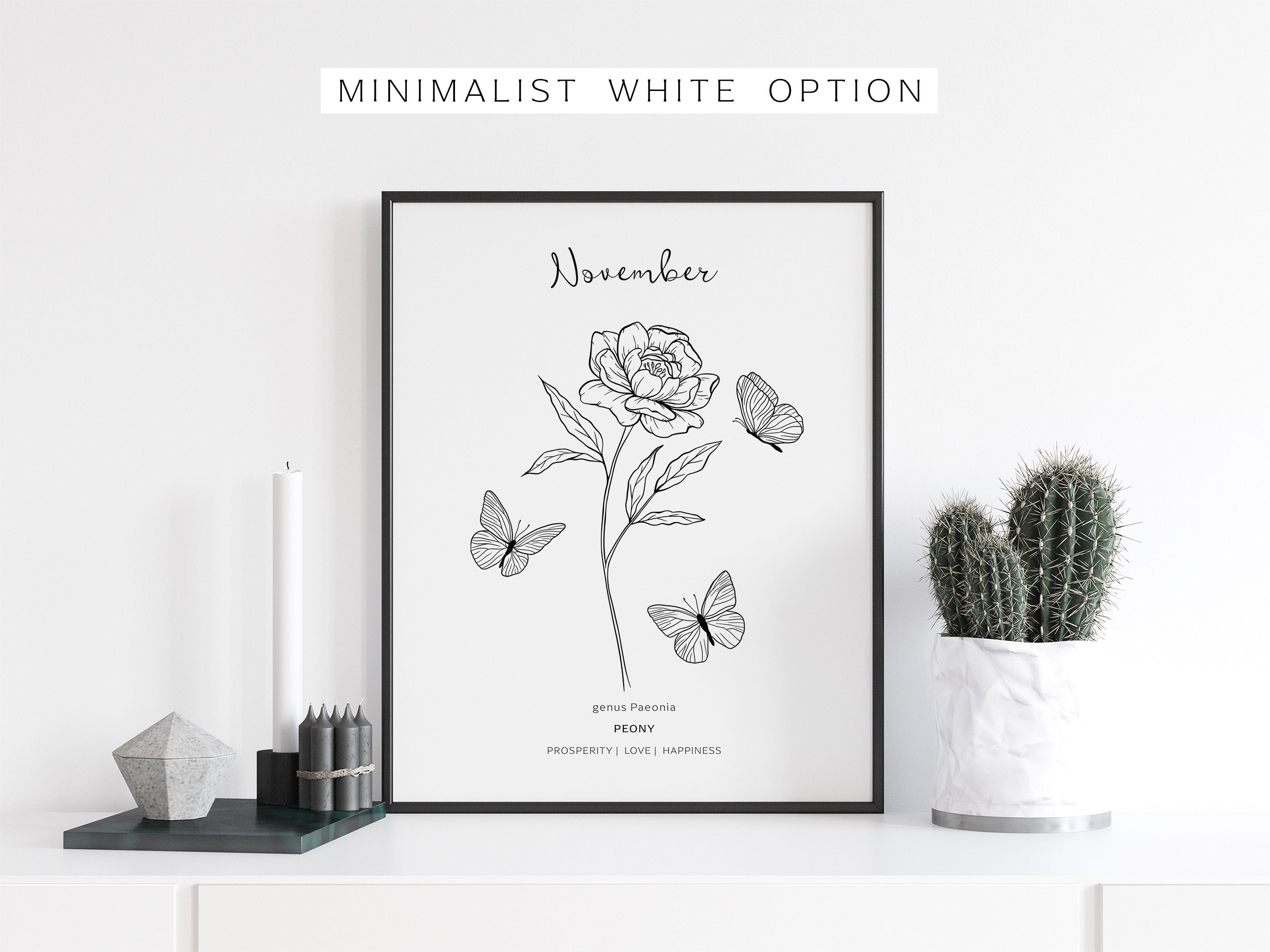 November Birth Flower PEONY Printable Wall Art | Peony Flower Meaning ...