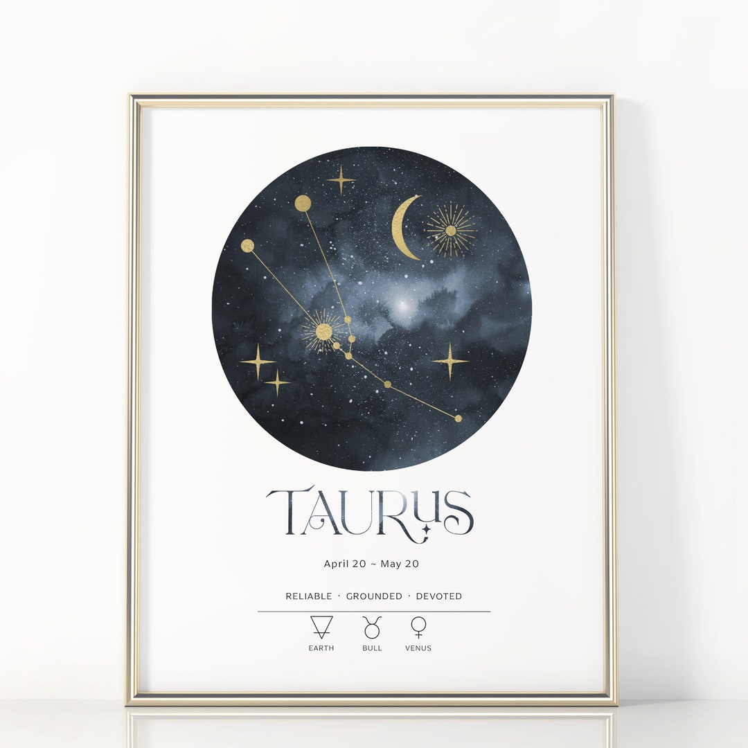 TAURUS Printable Wall Art, Zodiac Star Sign Poster, Astrology ...