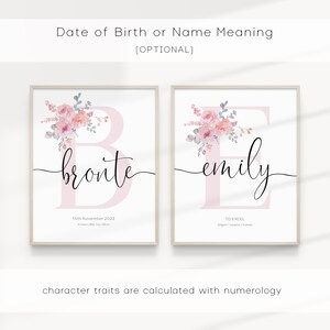 Soft Blush Floral Rainbow Personalised Letter Name Printable Girls Wall ...