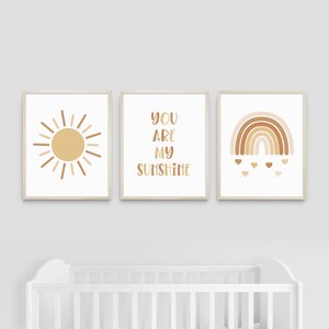 BOHO You Are My Sunshine Printable Wall Art, Set of 3, Sun Rainbow ...