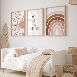 BOHO You Are My Sunshine Printable Wall Art, Nursery Art, Set of 3, Sun ...