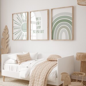 BOHO You Are My Sunshine Printable Wall Art, Nursery Art, Set of 3, Sun ...
