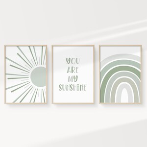 BOHO You Are My Sunshine Printable Wall Art, Nursery Art, Set of 3, Sun ...