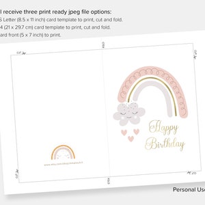 PRINTABLE Happy Birthday Card, Boho Rainbow Birthday Card, Girls ...