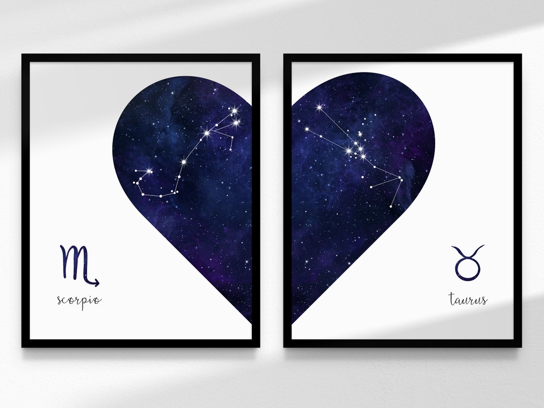COUPLES Star Sign Constellations Personalised ZODIAC - Etsy