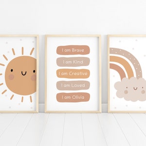 Personalised BOHO Affirmations Printable Wall Art, Name Print, Set of 3 ...