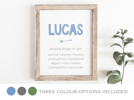 LUCAS Name Meaning Printable Wall Art Character Traits - Etsy