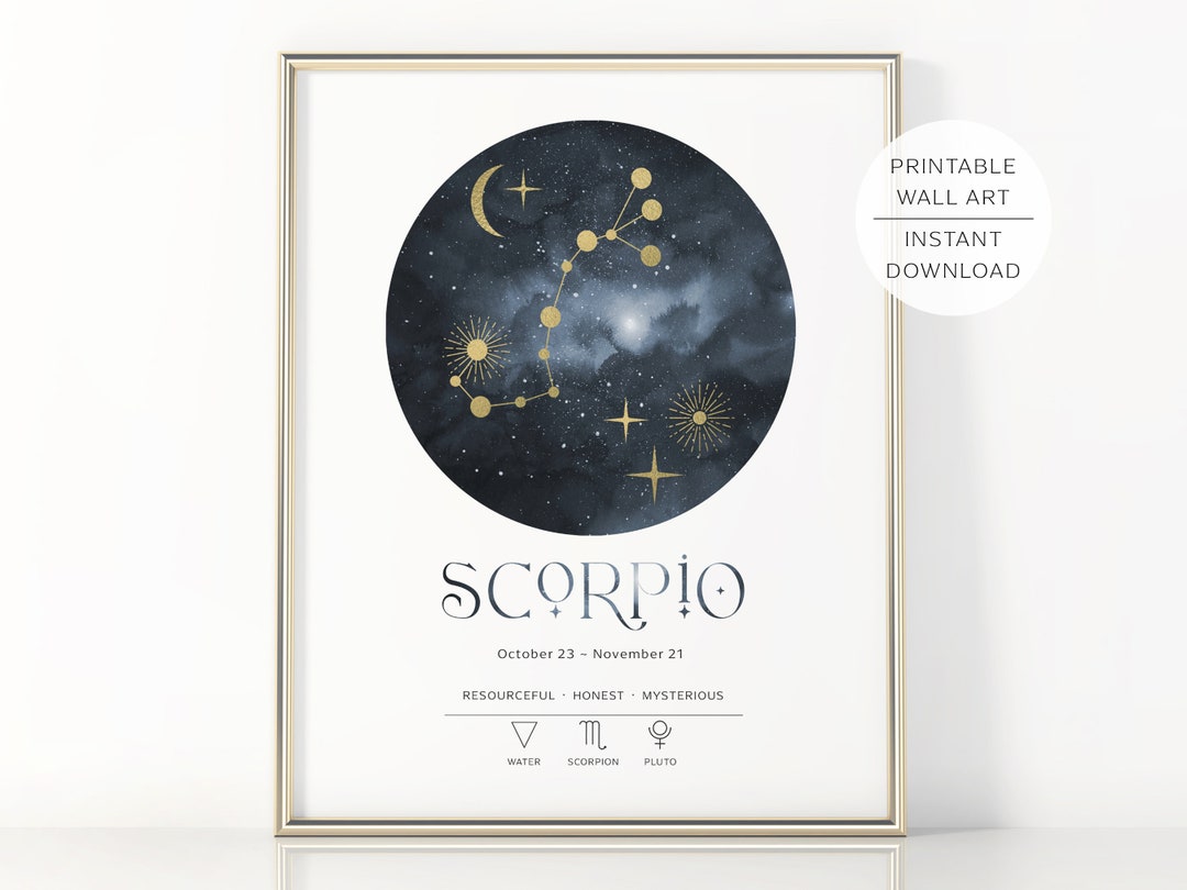 SCORPIO Printable Wall Art Zodiac Star Sign Poster Astrology - Etsy