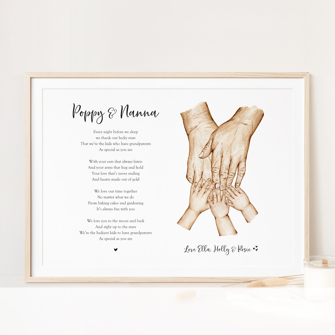 Personalised Poem Grandparents Grandchildren Hands Printable Art, Gift ...