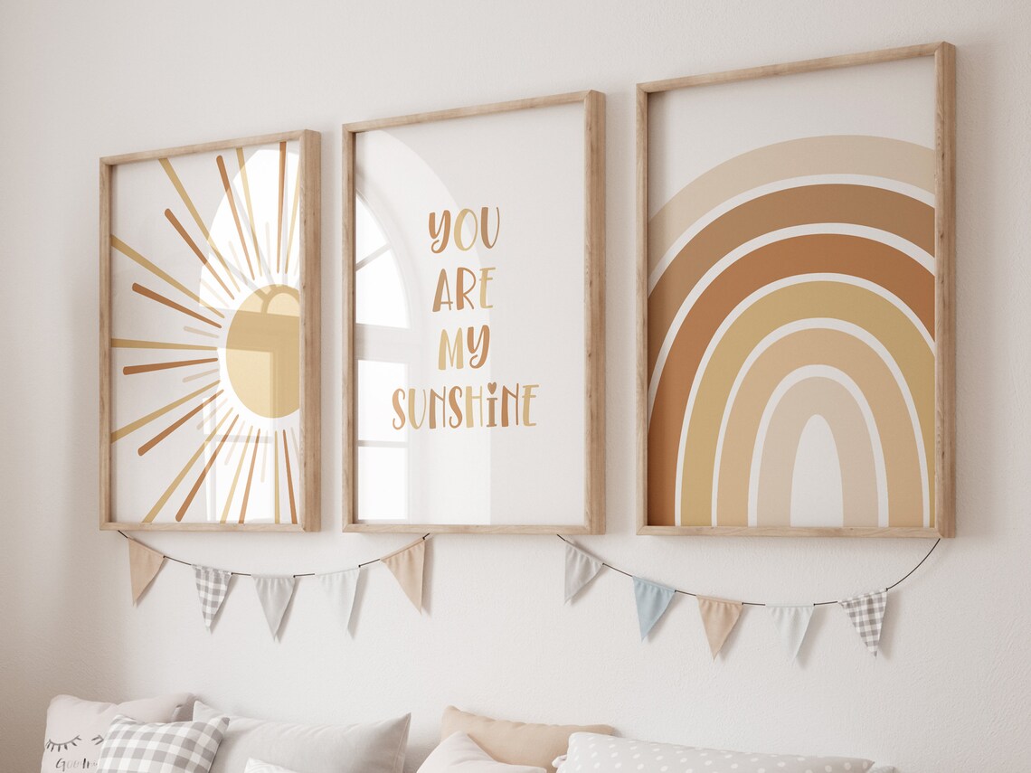 BOHO You Are My Sunshine Printable Wall Art Nursery Art Set - Etsy UK