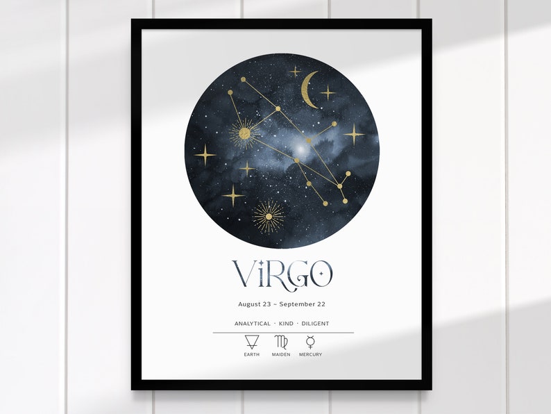 VIRGO Printable Wall Art, Zodiac Star Sign Poster, Astrology ...