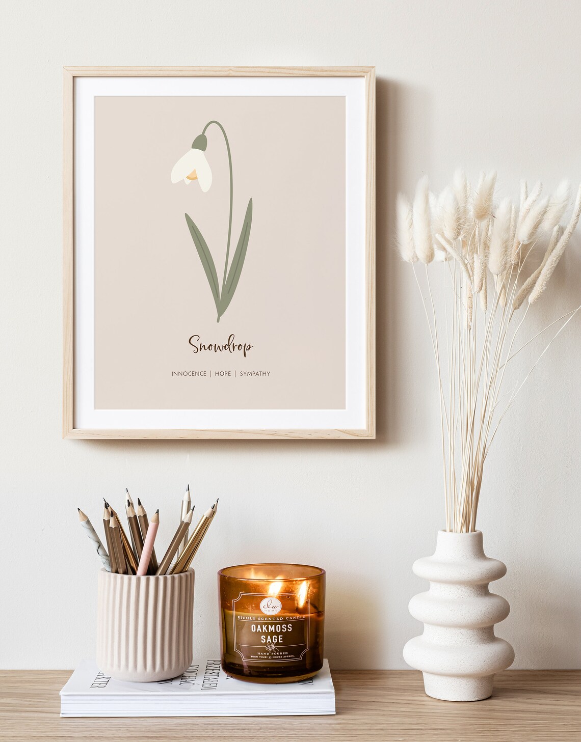SNOWDROP January Birth Month Flower Printable Wall Art, Snowdrop Flower ...