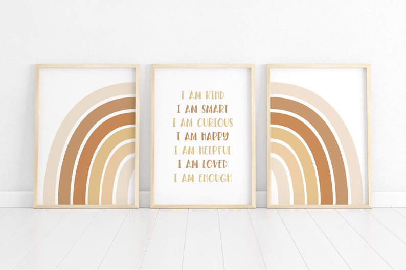Neutral Rainbow Affirmations Printable Wall Art 3 Set Kids - Etsy