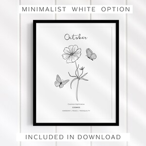 October Birth Flower COSMOS Printable Wall Art | Cosmos Flower Meaning ...