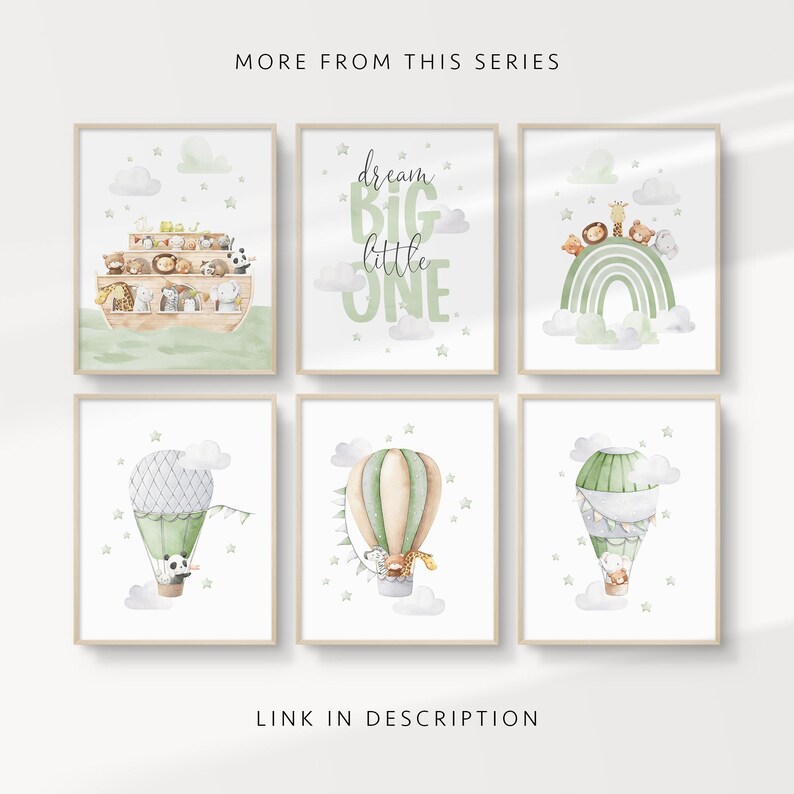 Personalised Noah’s Ark Nursery Printable Wall Art, Set of 3, Safari ...