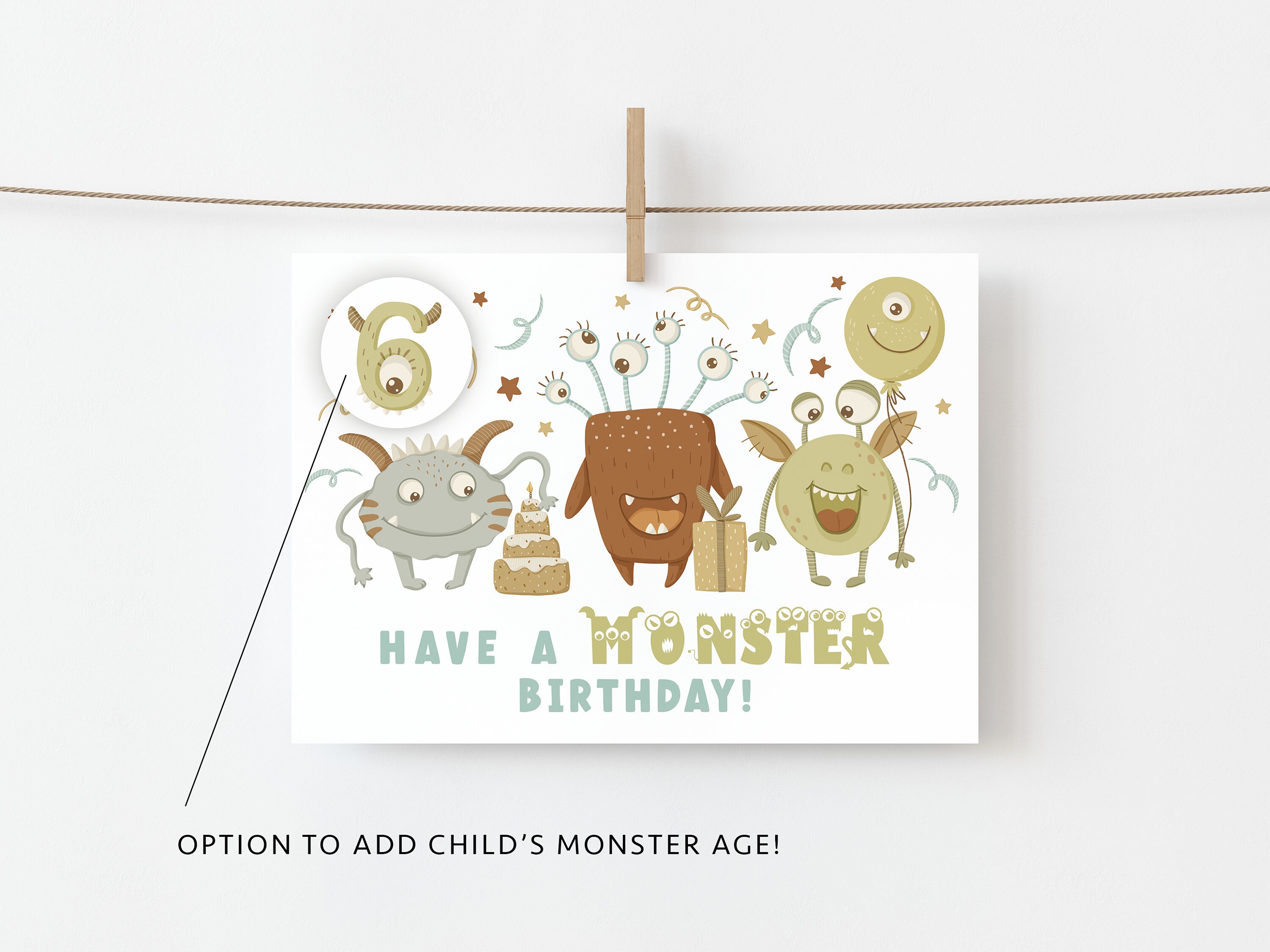 Happy Monsters, Kids Printable Birthday Card | Instant Download - Etsy