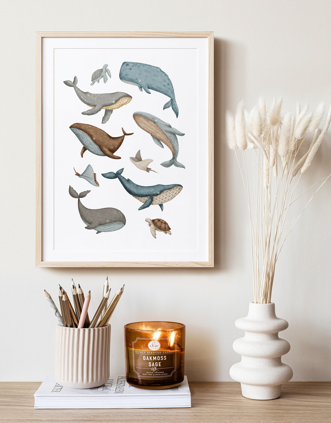 WHALES Ocean Life Poster, Printable Wall Art, Under the Sea ...