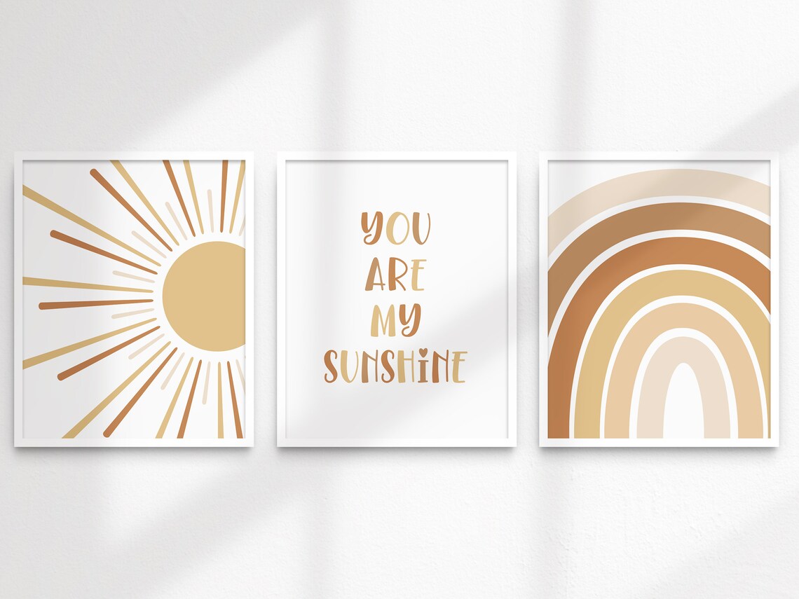 BOHO You Are My Sunshine Printable Wall Art Nursery Art Set - Etsy UK