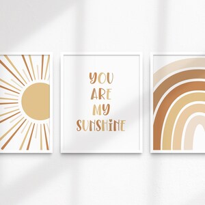 BOHO You Are My Sunshine Printable Wall Art, Nursery Art, Set of 3, Sun ...