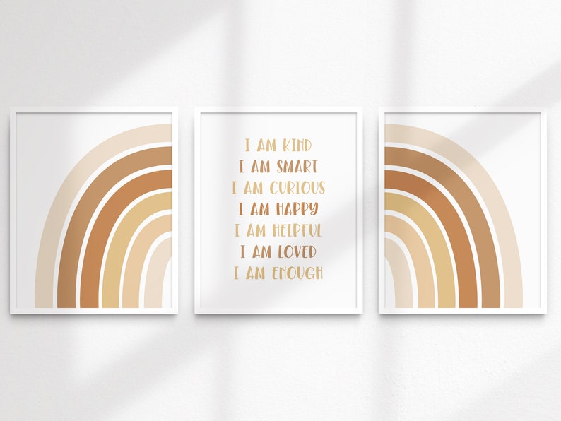 Neutral Rainbow Affirmations Printable Wall Art 3 Set Kids - Etsy