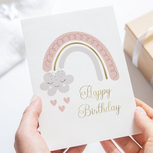 PRINTABLE Happy Birthday Card, Boho Rainbow Birthday Card, Girls ...