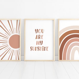 BOHO You Are My Sunshine Printable Wall Art, Nursery Art, Set of 3, Sun ...