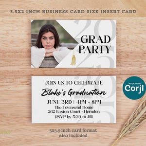 Graduation Insert Card With Photo, Editable Grad Party Invite Details ...