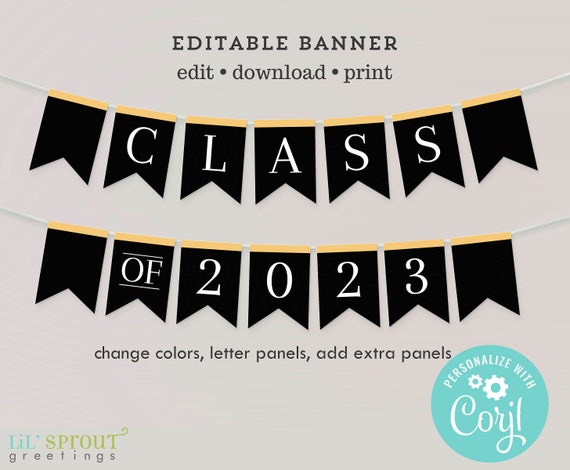 EDITABLE Class of 2023 Graduation Banner TEMPLATE - Edit on Your Own ...