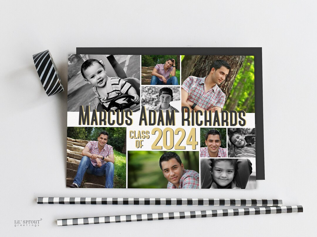 5x7 Inch Photo Collage Graduation Announcement Childhood & - Etsy
