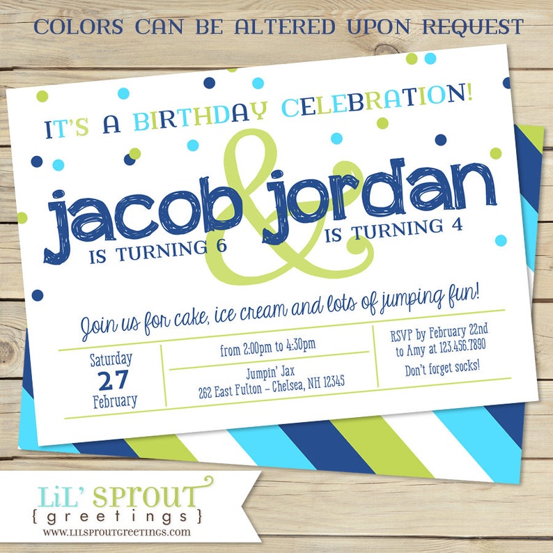 Sibling Double Birthday Party Invitation Two Child Birthday - Etsy Sibling Double Birthday Party Invitation Two Child Birthday - Etsy