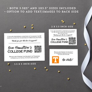 Graduation Insert Card for College Fund With QR Code, Editable Template ...