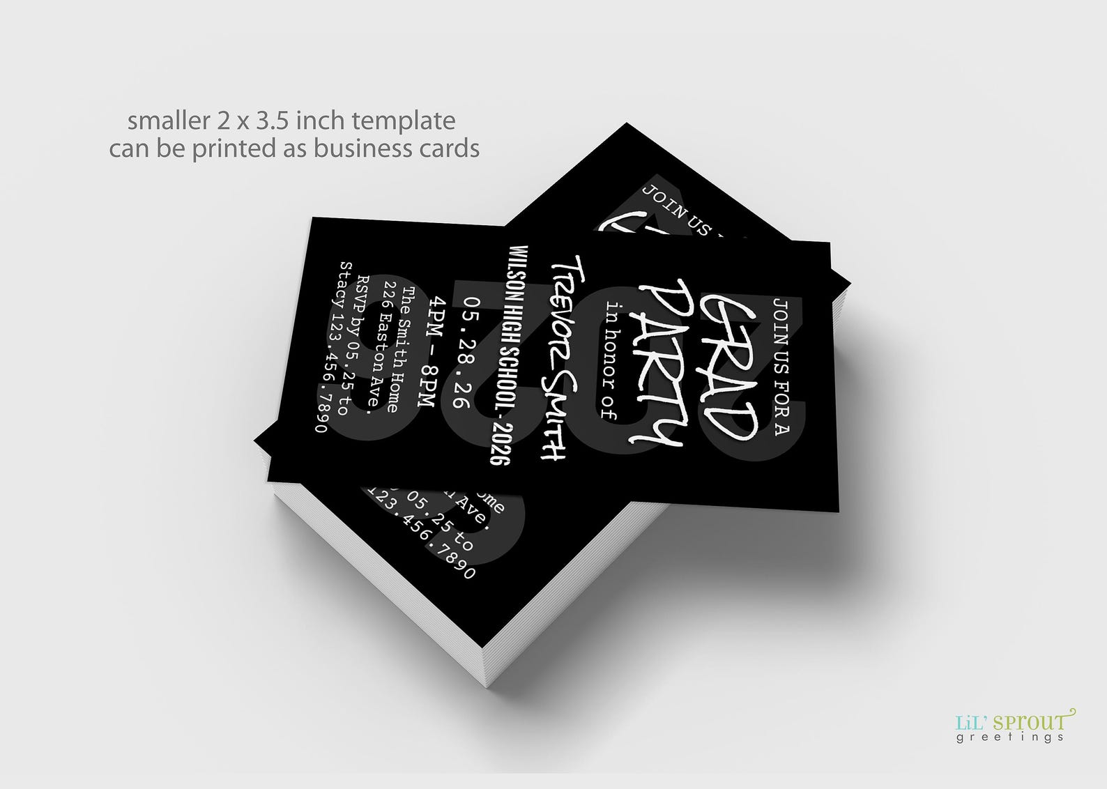 Boys Graduation Announcement Insert Card Template With Photo, Mini Grad ...