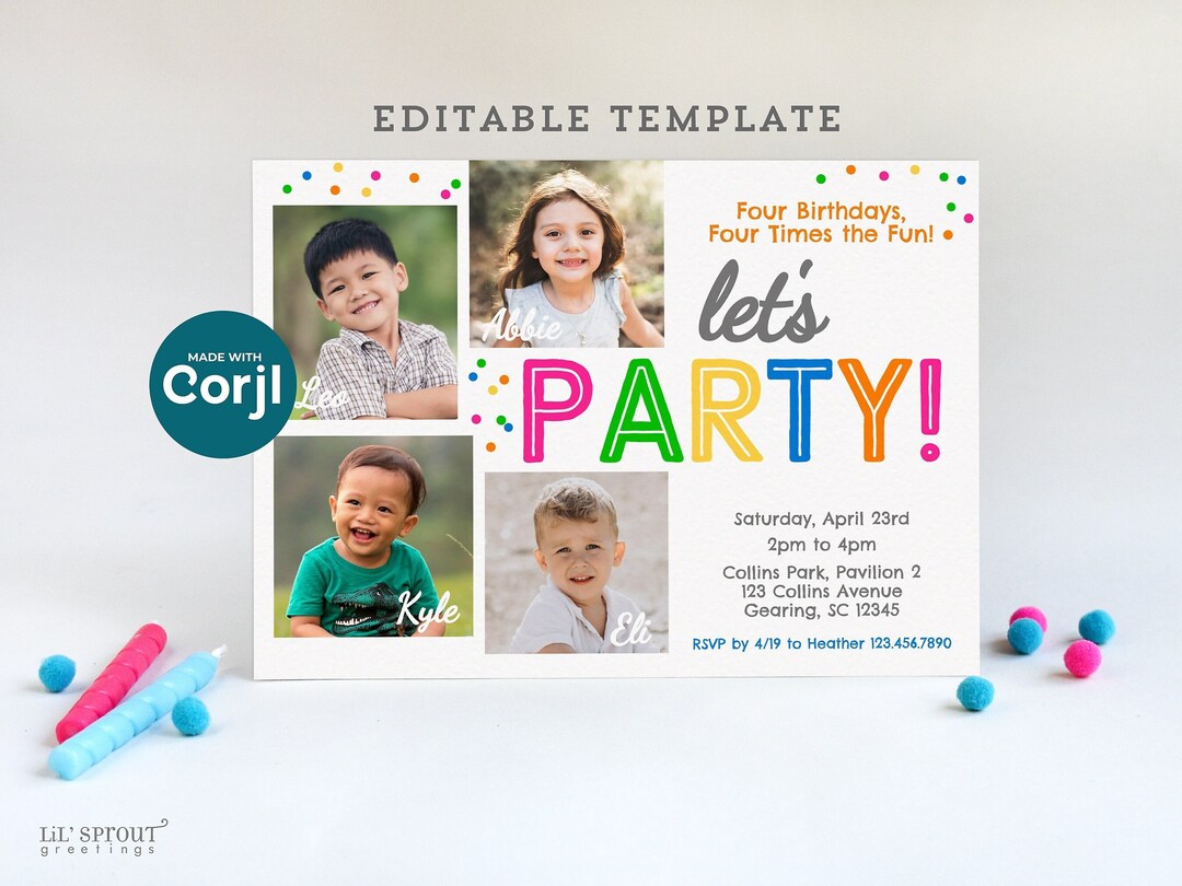 Shared Birthday Invitation - Edit Your Own Invite Online, Download ...