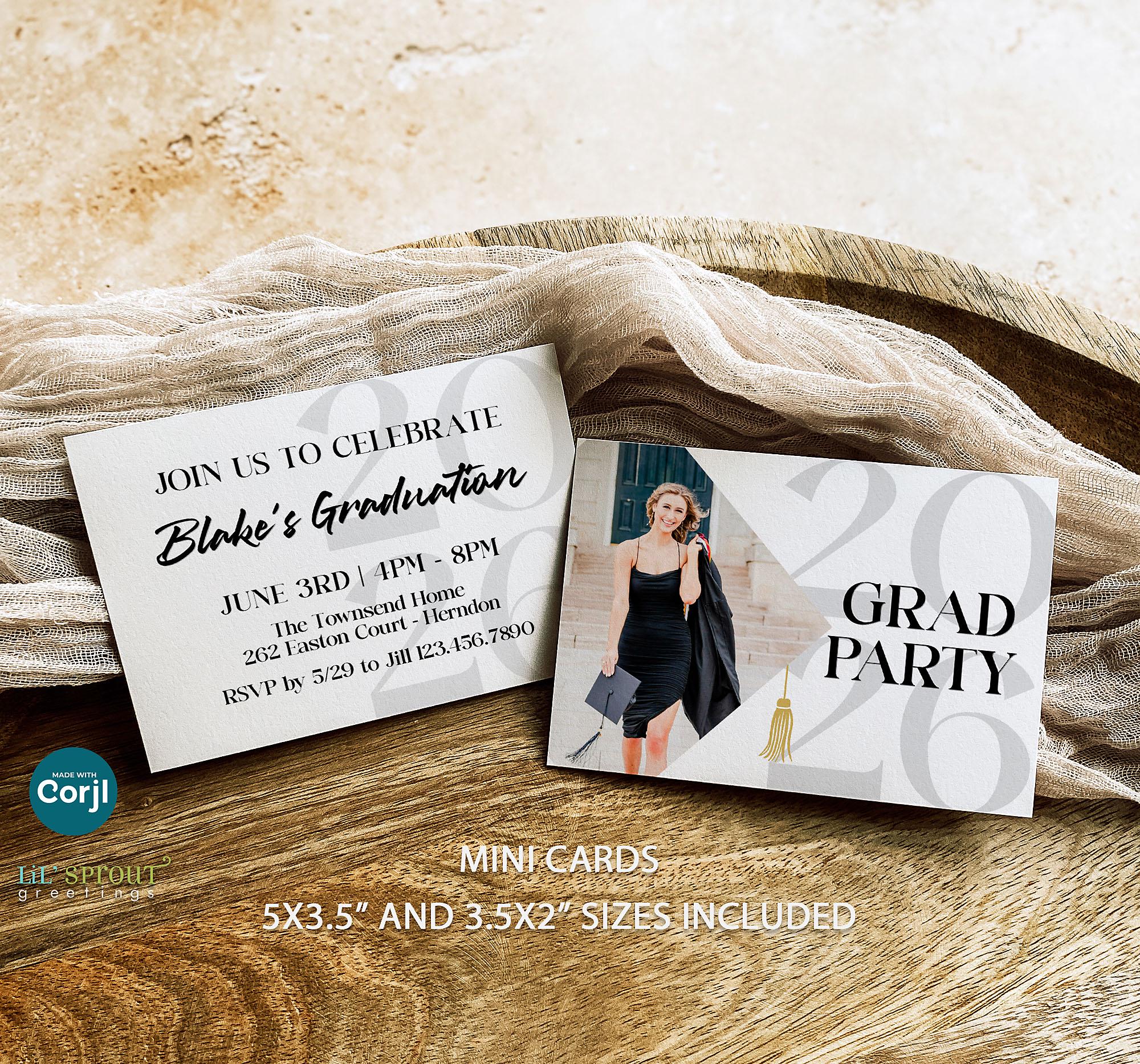 Graduation Insert Card With Photo, Editable Grad Party Invite Details ...