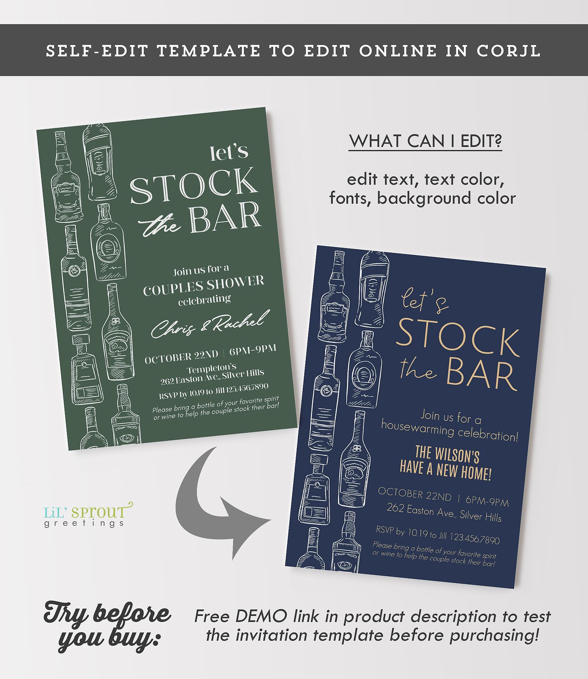 Editable Stock the Bar Party Invitation for Couples Shower ...