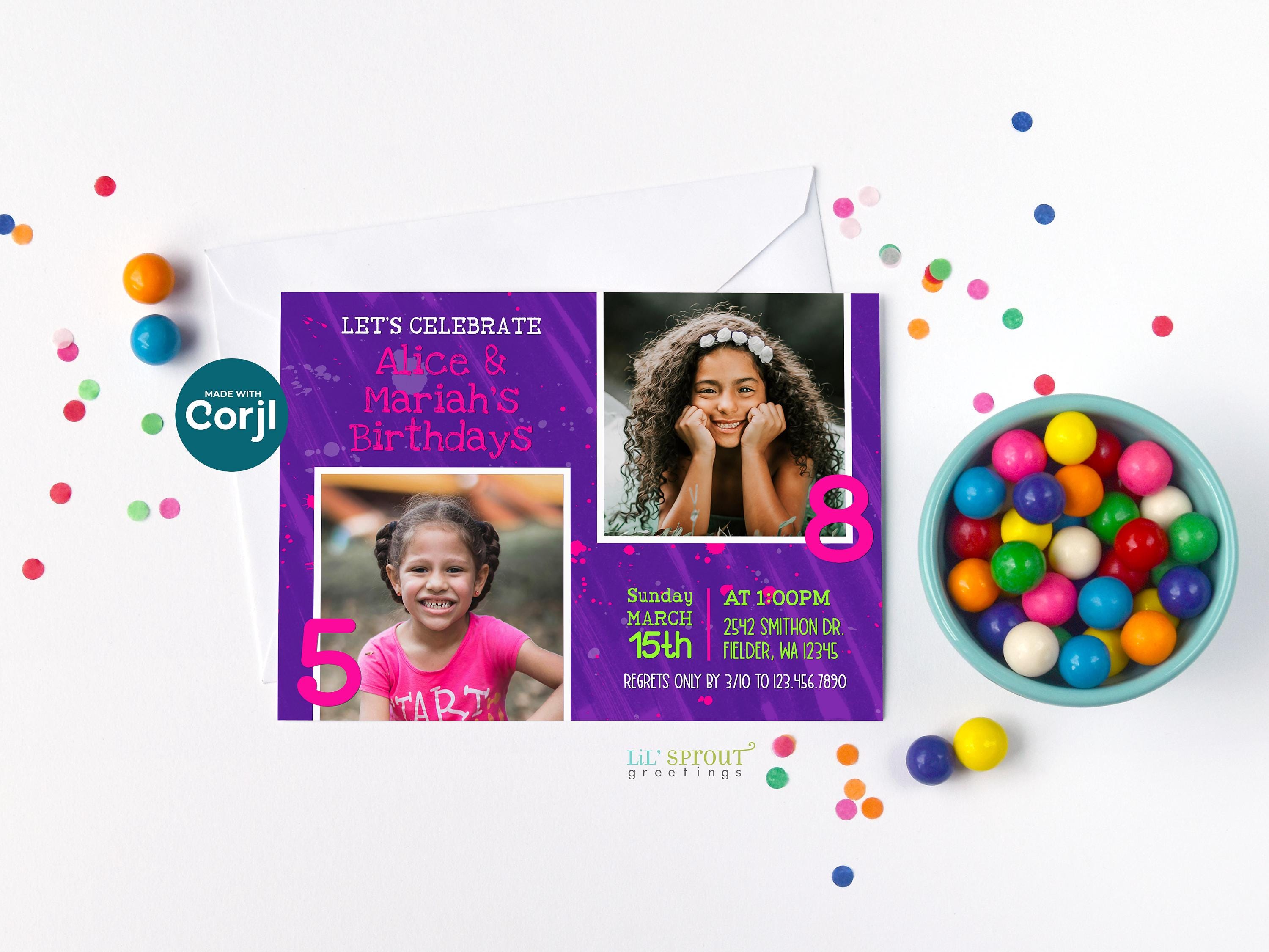 Editable Teen Double Birthday Invitation Template - 5x7 Paint Splatter ...