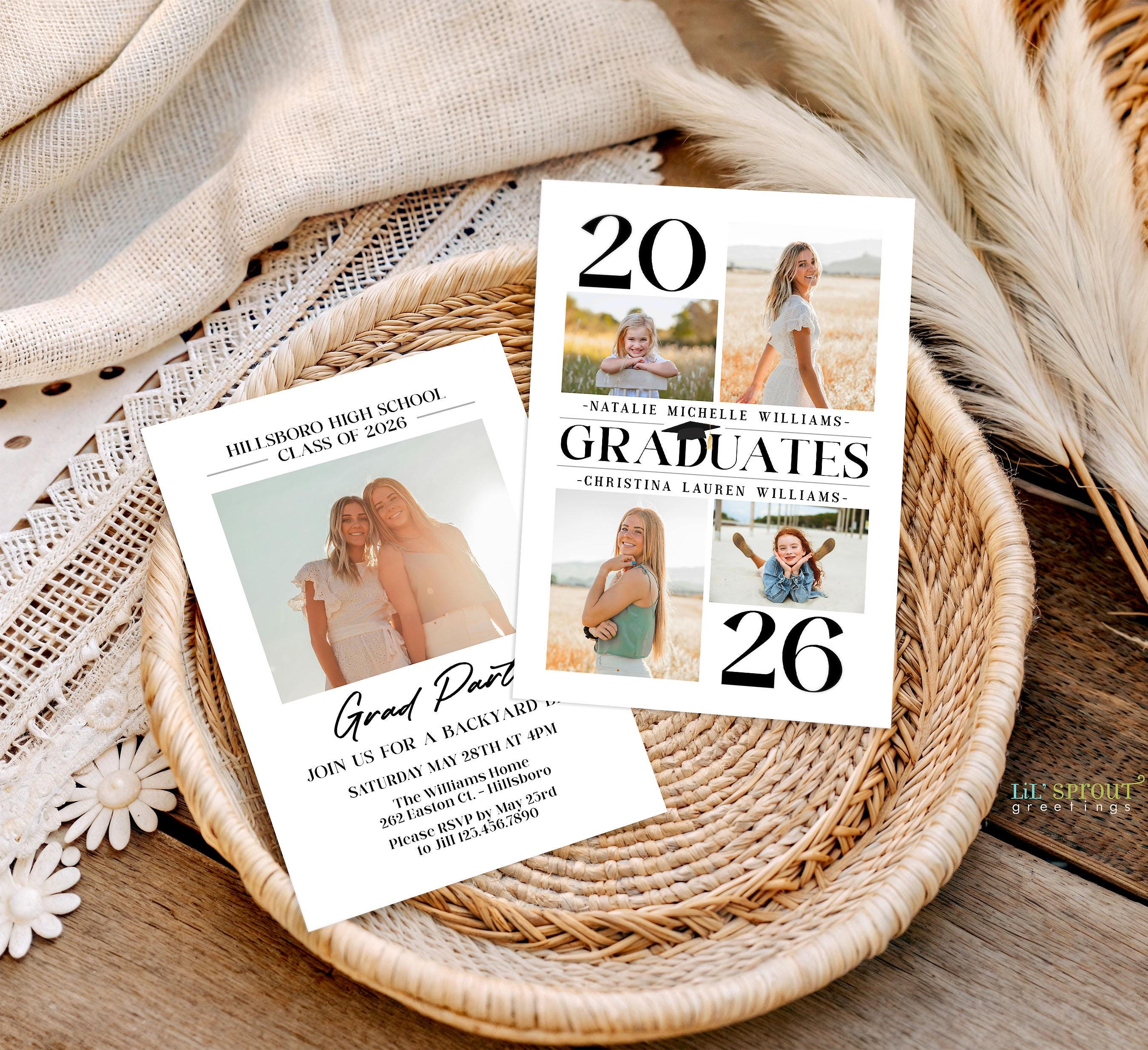 Joint Graduation Announcement Template, 2026 Sibling Grad Party Invite ...