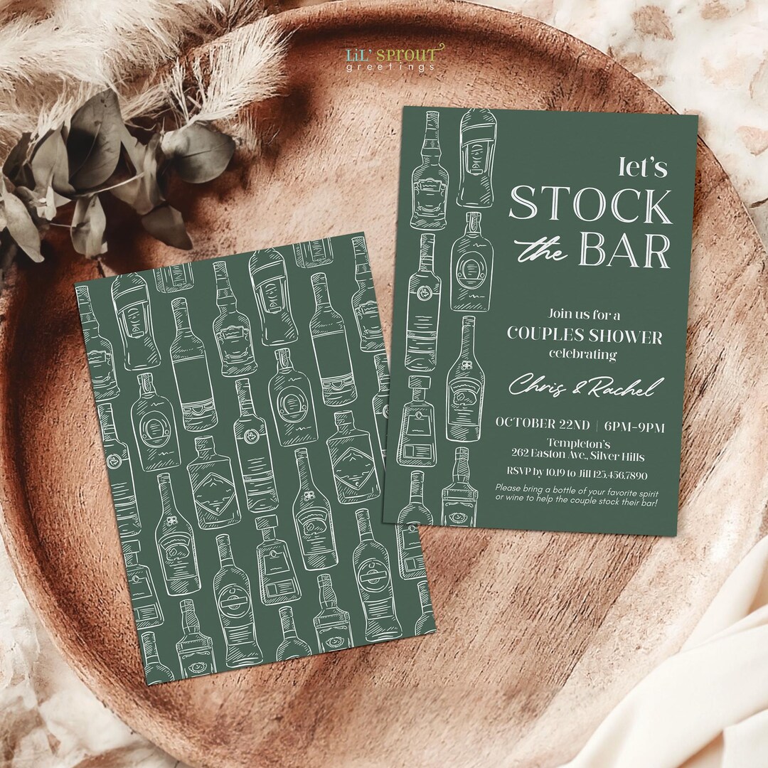 Editable Stock the Bar Party Invitation for Couples Shower ...