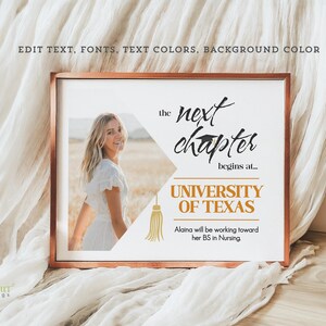 Graduation Next Chapter Printable Sign With Photo, 3 Sizes Included ...