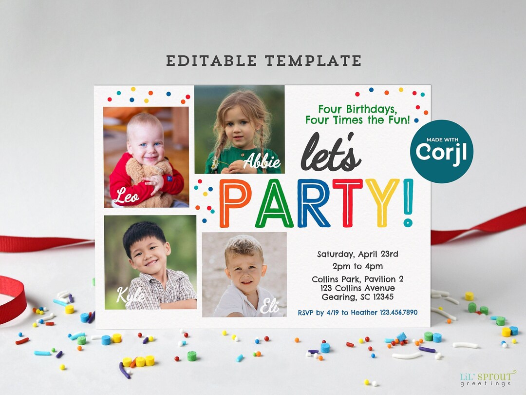 Shared Birthday Invitation - Edit Your Own Invite Online, Download ...