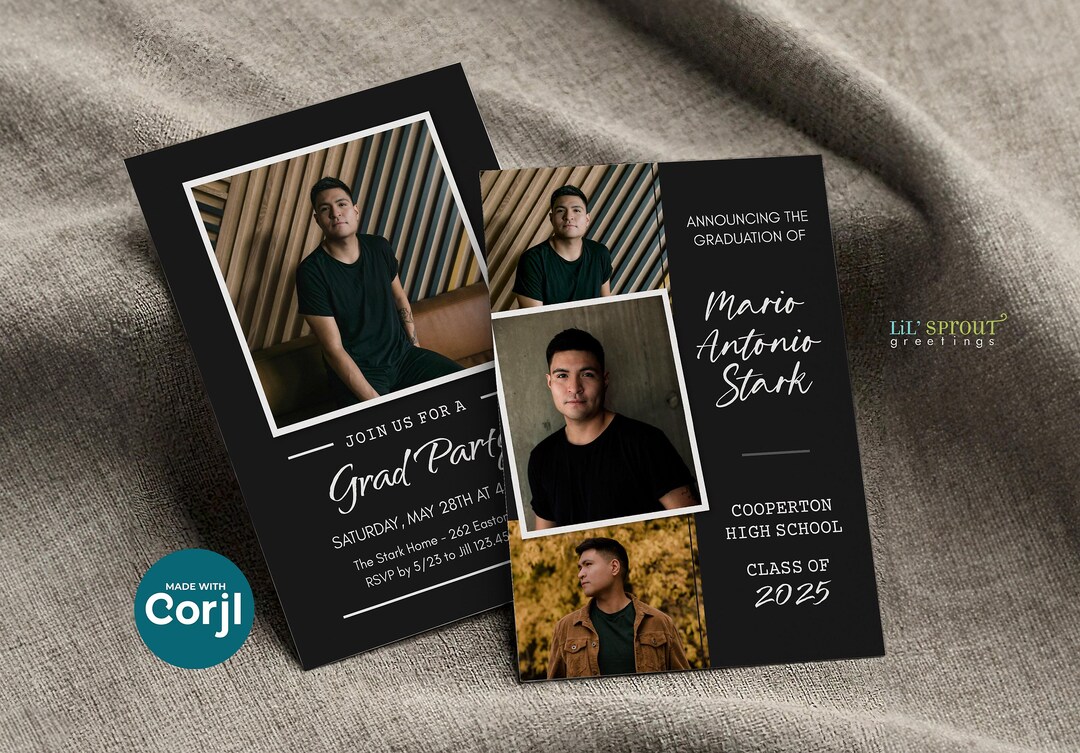 Senior Boy 2025 Graduation Announcement, 5x7 Modern Grad Invite ...