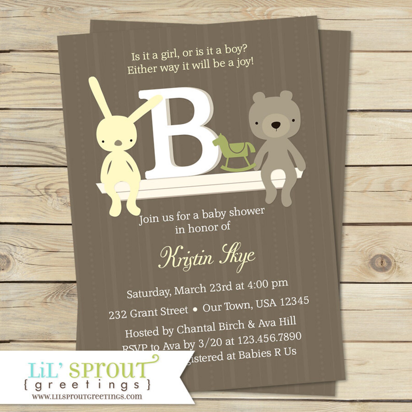 Gender Neutral Baby Shower Invitation Toy Shelf | Etsy