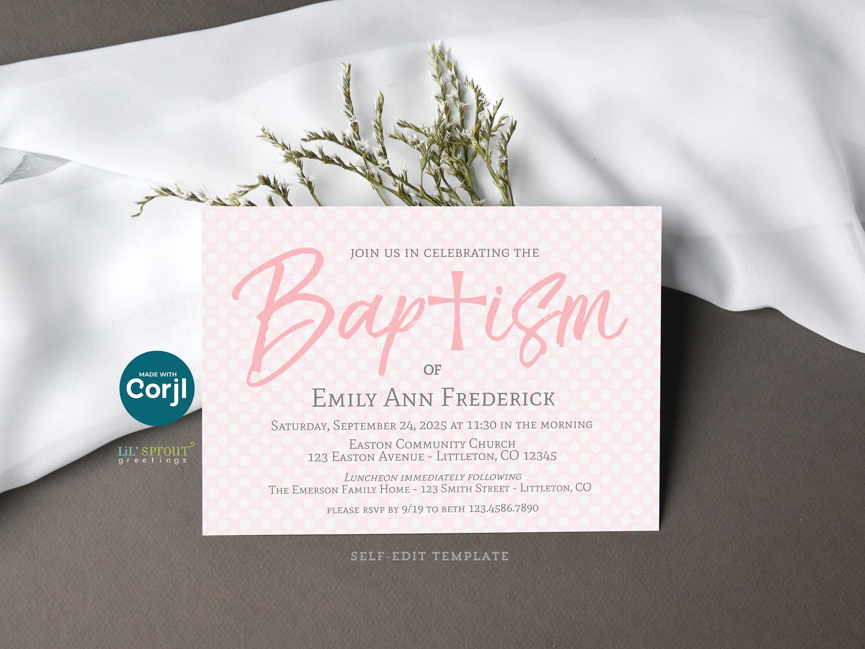 Editable Girl Baptism Invitation Template, Edit Online W/ Corjl ...