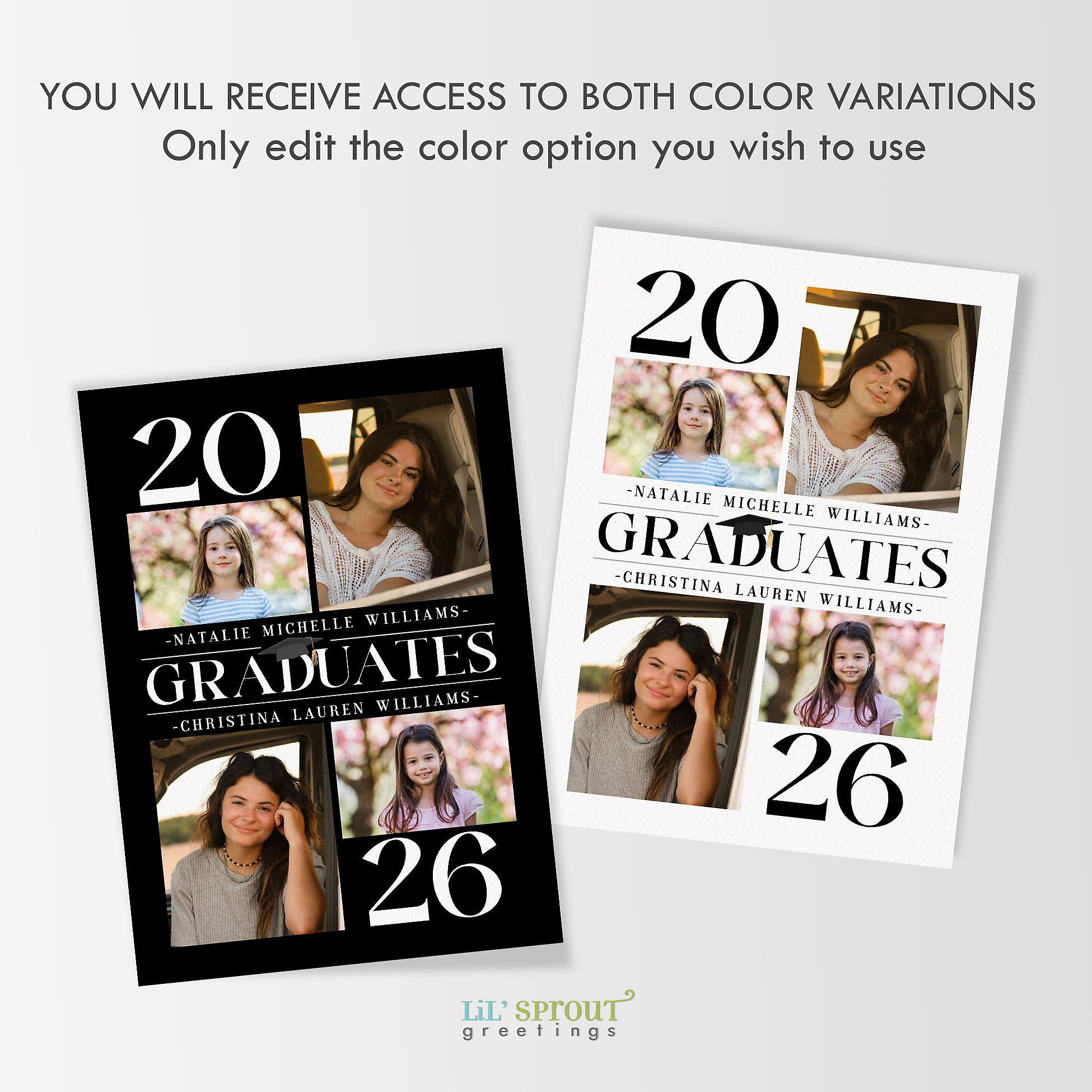 Joint Graduation Announcement Template, 2026 Sibling Grad Party Invite ...